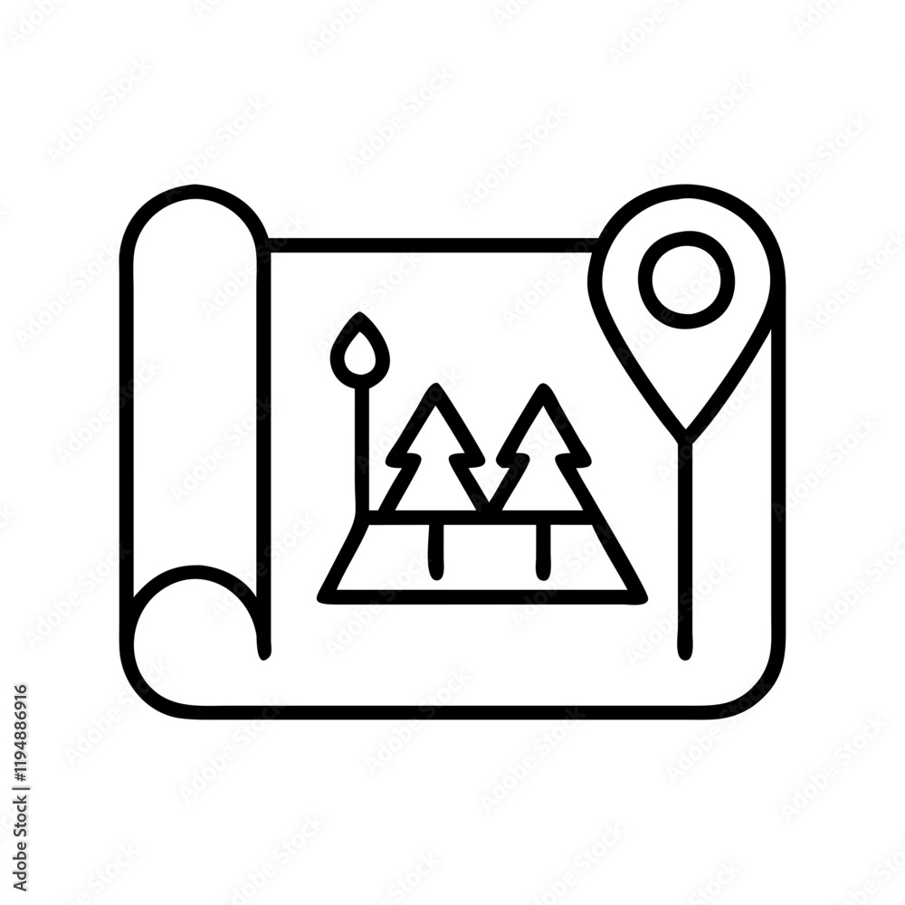Vector de Stock park map icon, park map line art - simple line art of ...