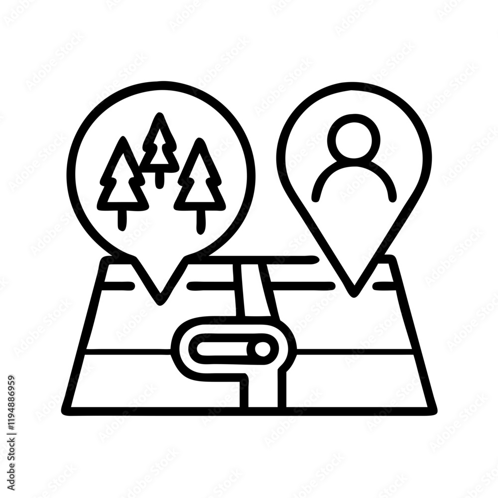 Vector de Stock park map icon, park map line art - simple line art of ...