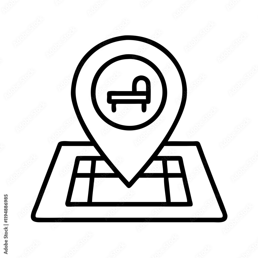 park map kiosk icon, park map kiosk line art - simple line art of park ...