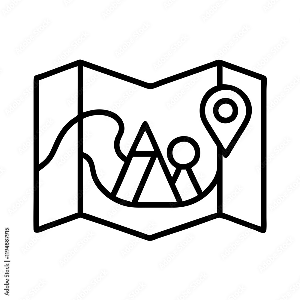 theme park map icon, theme park map line art - simple line art of theme ...