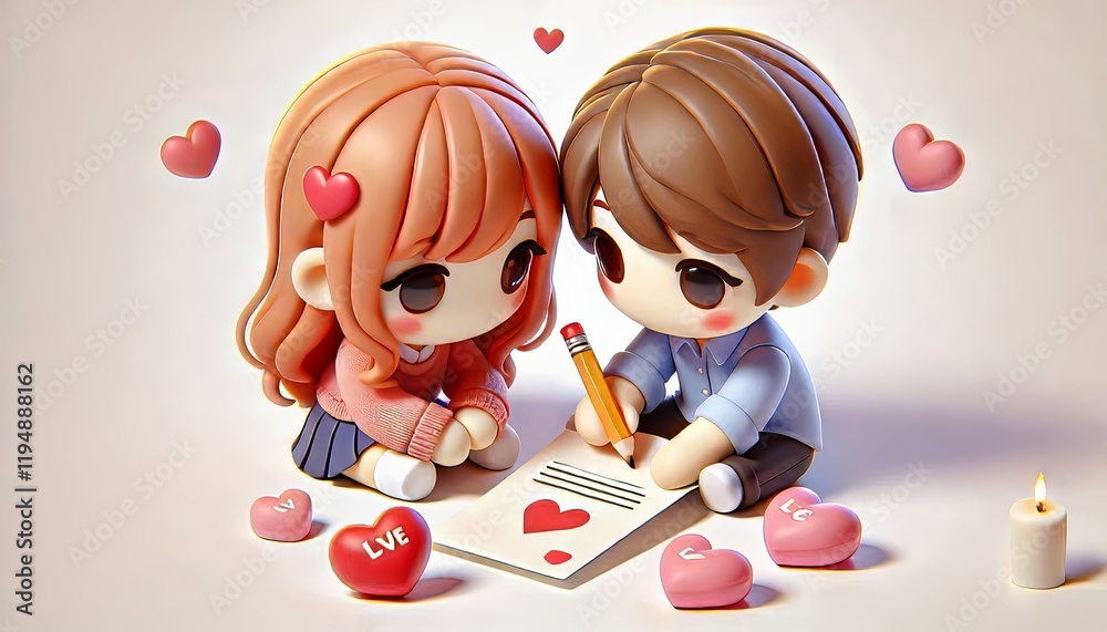 smooth d render with rounded edges raytracing of kawaii chibi anime ...