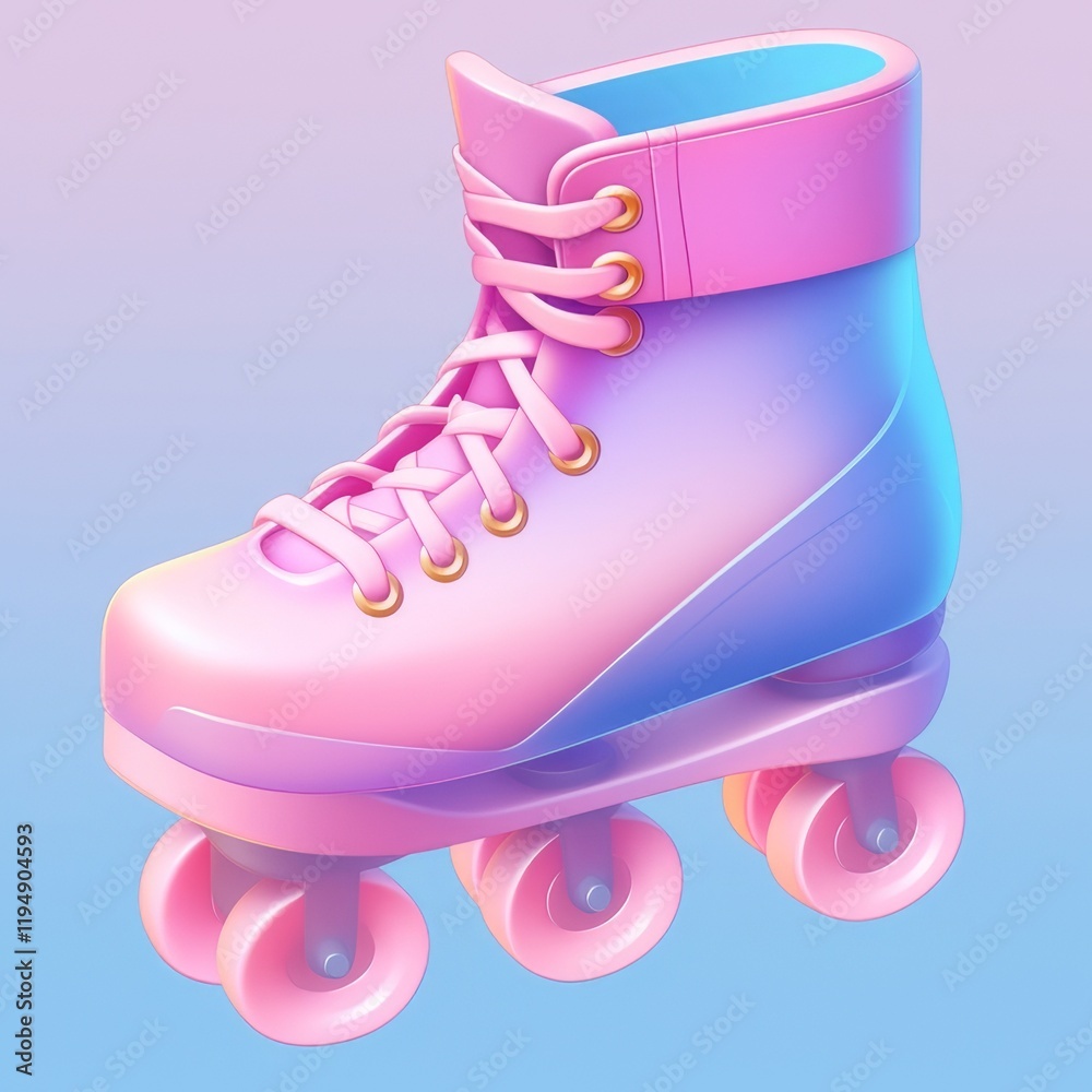 roller skates. roller skates in neon design. Pink and blue gradient ...