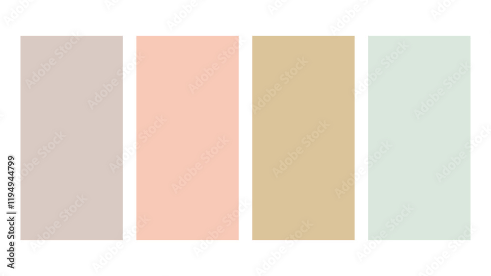 Dusty Rose, Scallop Seashell, Beige, Seafoam Green color palette. Set ...