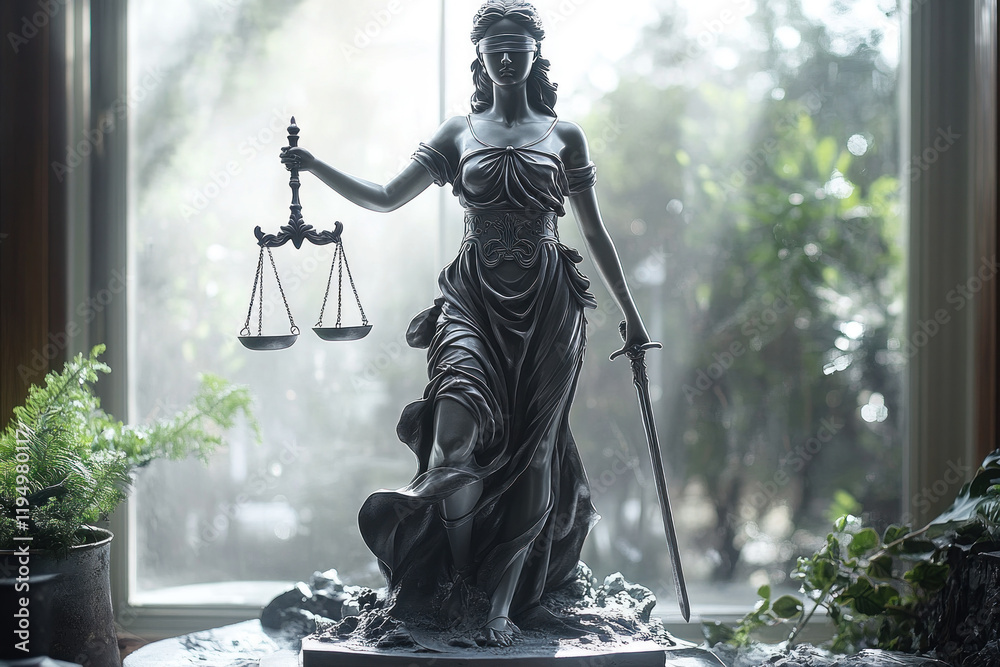 Lady Justice statue holding scales and sword, symbolizing fairness and ...