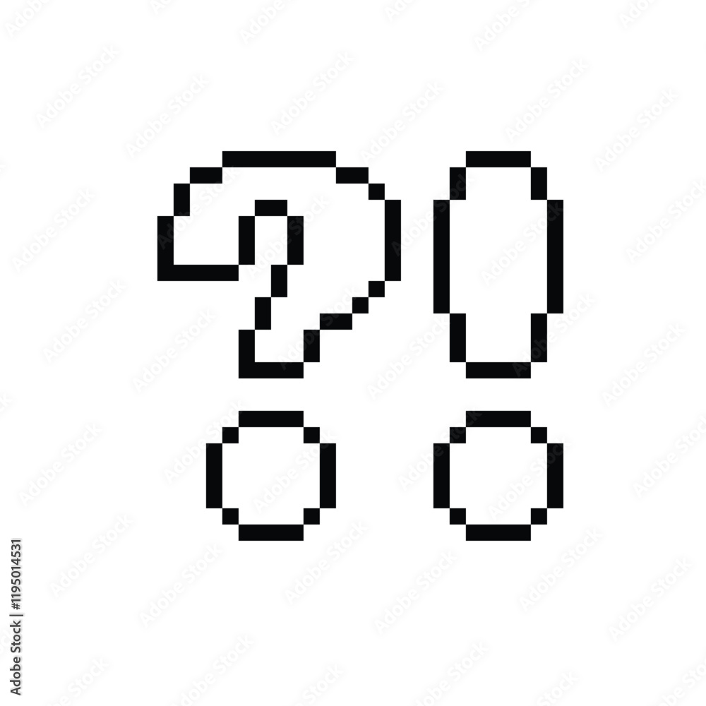 question mark and exclamation mark 8 bit icon Pixel art 8-bit for game ...