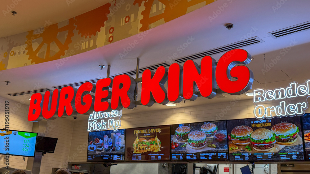 Burger King restaurant interior with menu displays, symbolizing fast ...