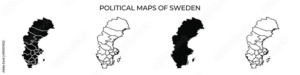 Political map series showcasing regions of Sweden over time Stock ...