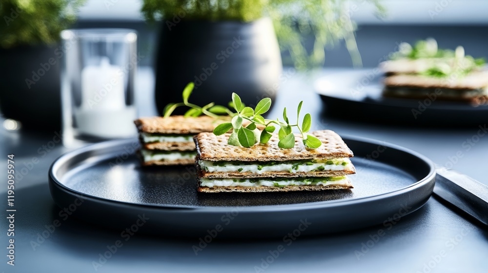 Elegant Group of people eating matzah sandwiches with charoset and ...