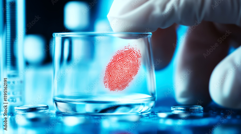 Forensic expert analyzes fingerprints in high-tech laboratory ...