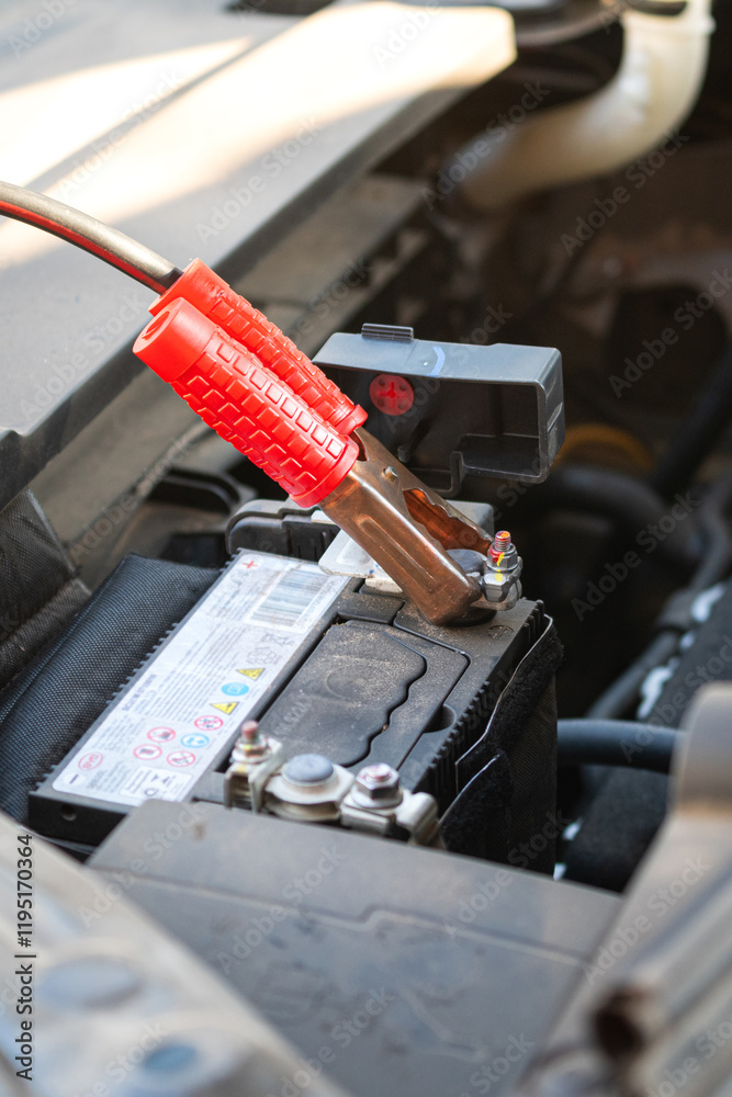 Action of a technician hand is using an emergency clamping kit to clamp ...