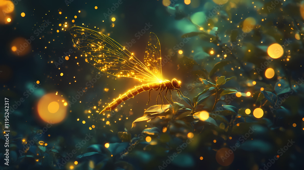 Magic firefly png, gold fireflies png, light effect, mystical ...