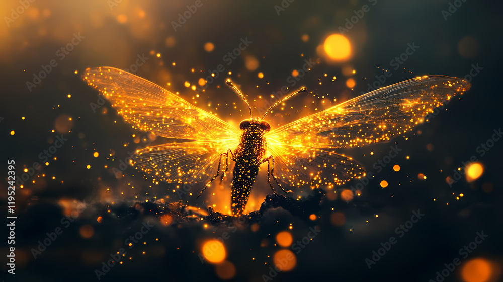 Magic firefly png, gold fireflies png, light effect, mystical ...