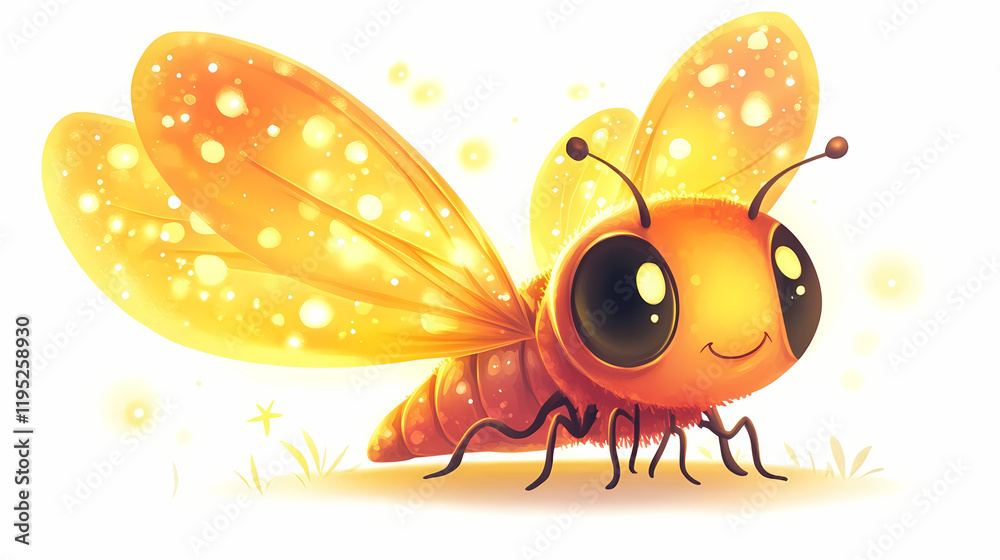 Cute cartoon firefly character isolated on transparent png background ...
