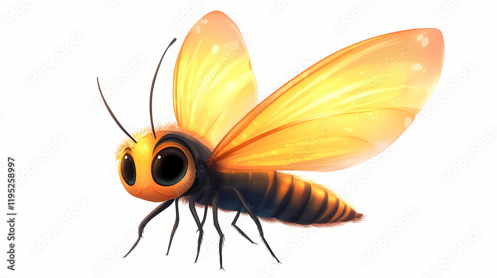 Cute cartoon firefly character isolated on transparent png background ...