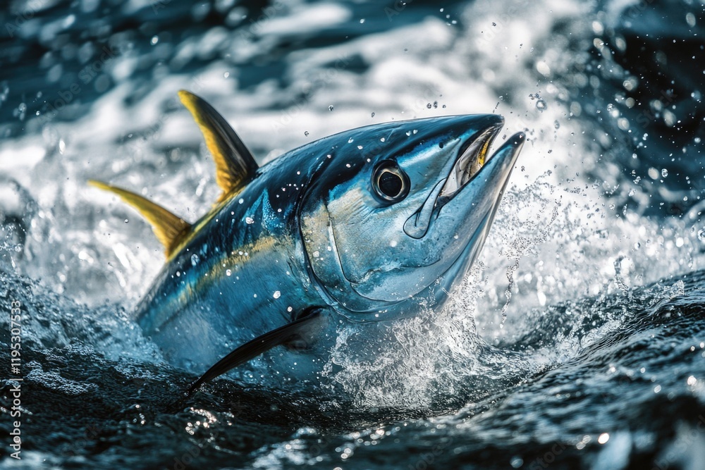 Blue marlin fish swimming in the ocean. This large sport fishing ...