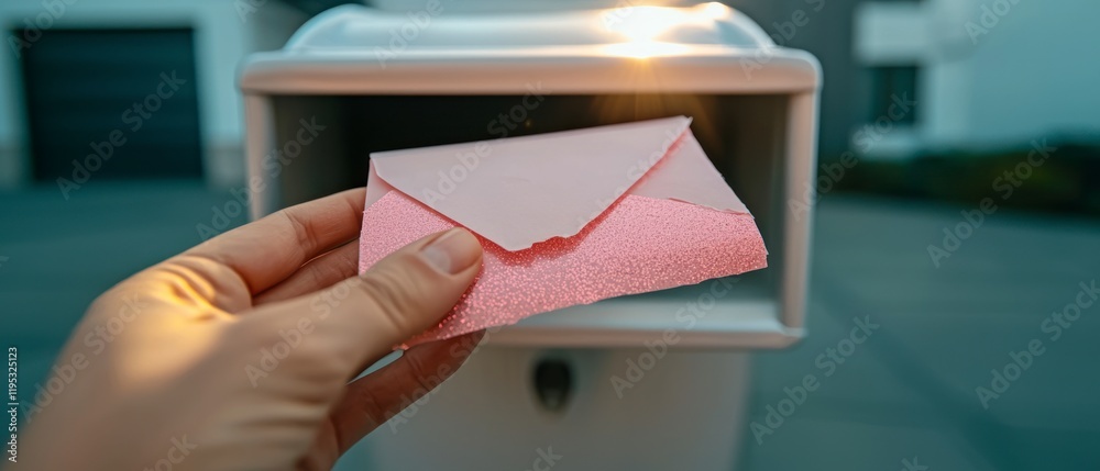 Pink Glitter Envelope Mailbox Postcard Sending Communication Stock ...