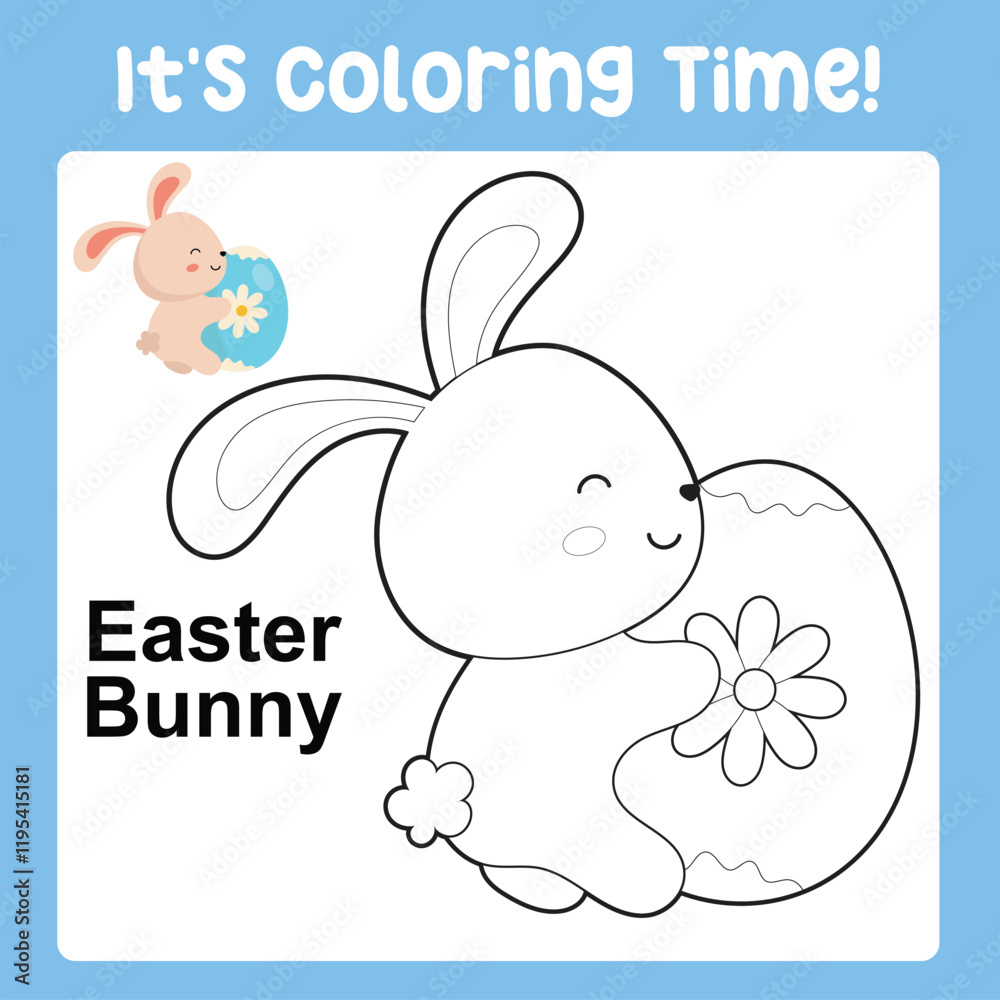 Easter Coloring Page for Kids. Coloring worksheet page. Educational ...