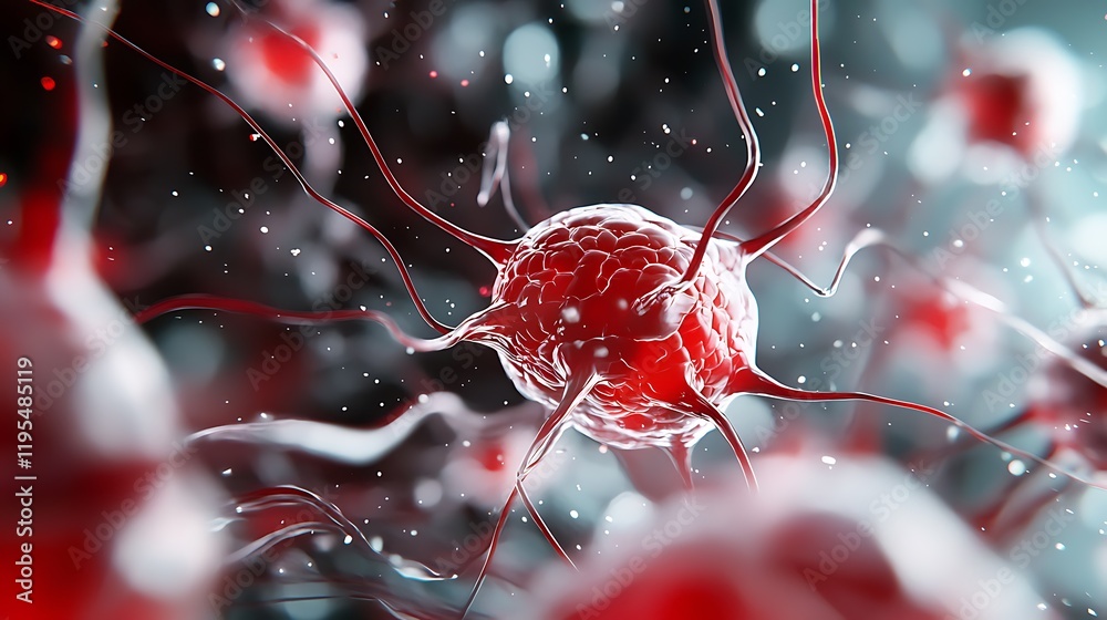 Glowing red neural pathways of a complex intelligence system depicted ...