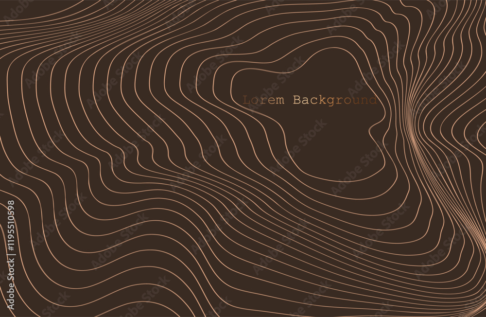 Gold wave on brown background. Linear geometric Art deco bricks. 20s ...