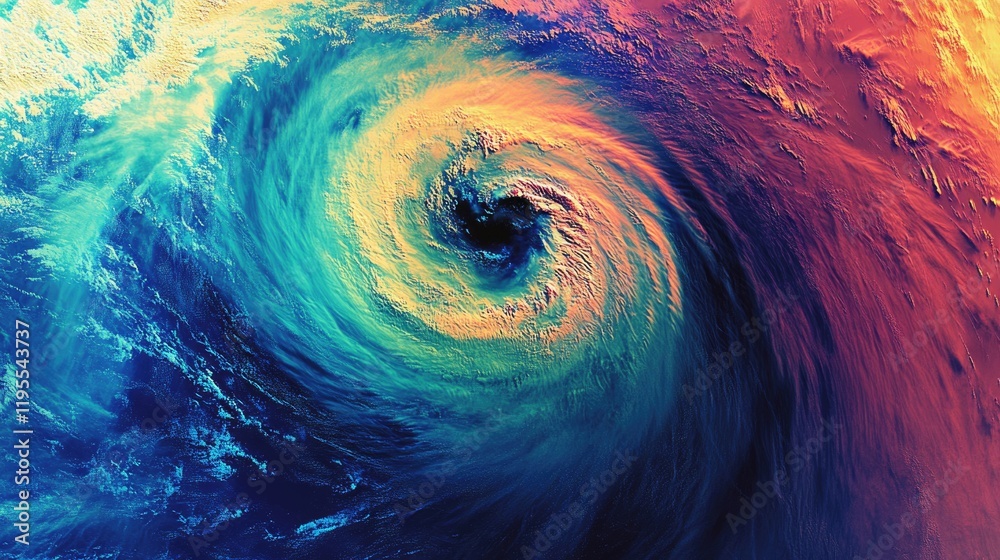 Vibrant Satellite Map Overlay of Hurricane Ian with Wind Streams and ...
