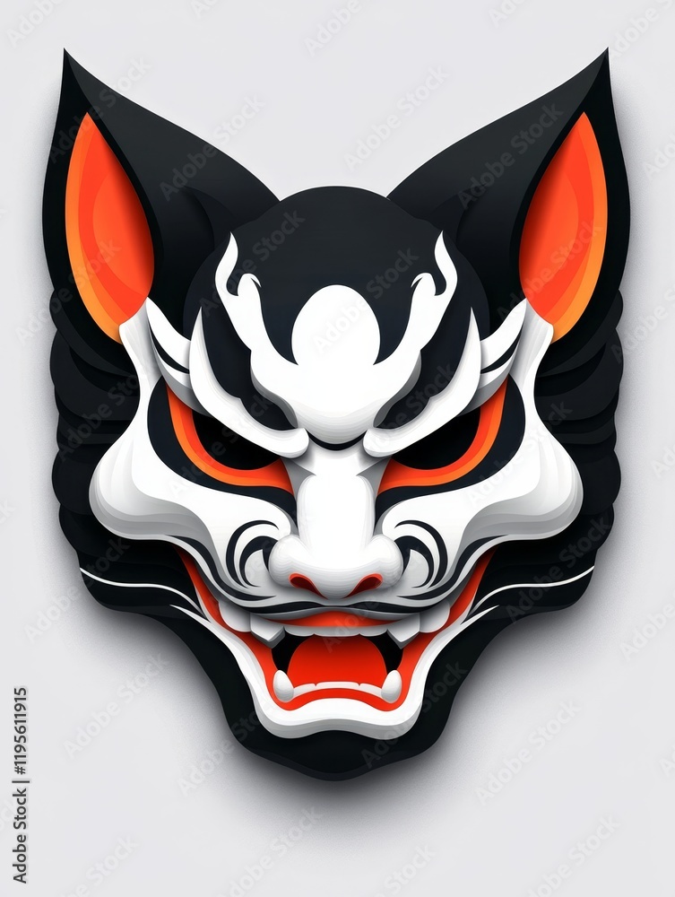 Japanese Kitsune Mask Vector Illustration - Symbolic of mystery ...