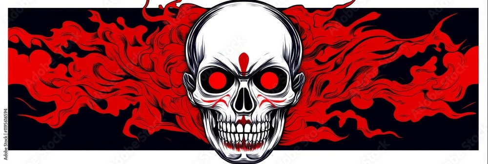 Flaming Skull God of Death Illustration - An illustration of a skull ...