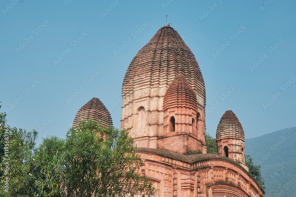 domes of historic Garh Panchakot Pancharatna temple, also known as Ras ...