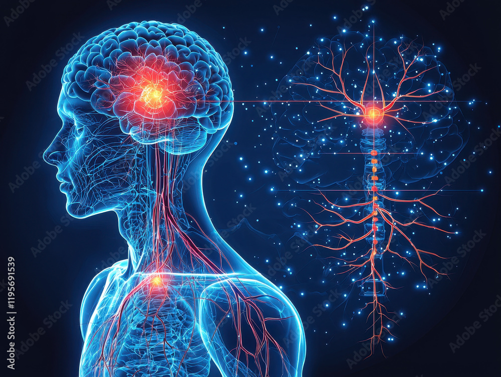 Detailed diagram of the human nervous system illustrating pain ...