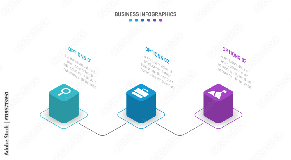 Horizontal progress bar featuring 3 arrow-shaped elements, symbolizing ...