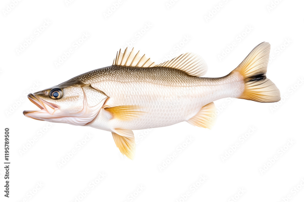 Freshwater Walleye fish with vivid golden fins and detailed scales ...