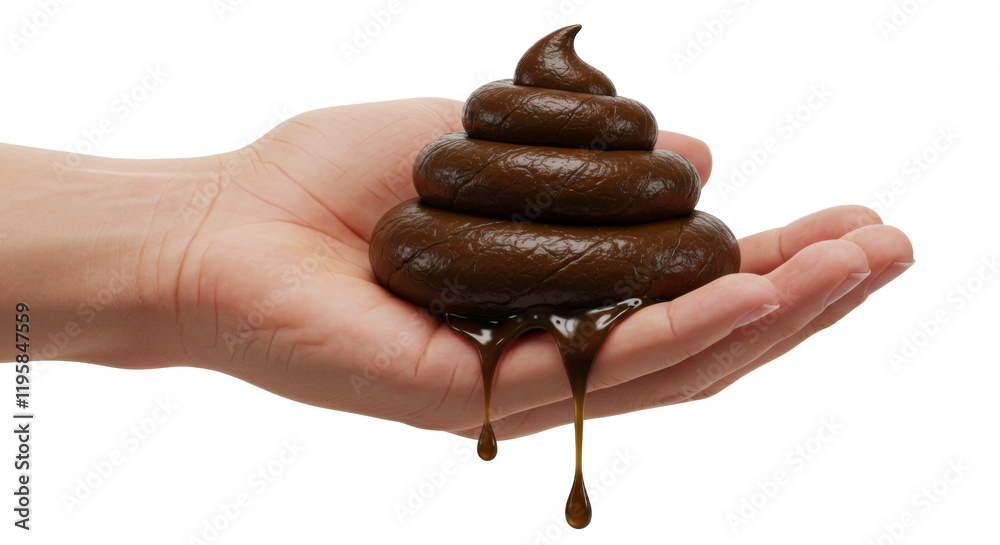 Hand & Fingers holding a piece of poop, turd fecal matter, gross feces ...