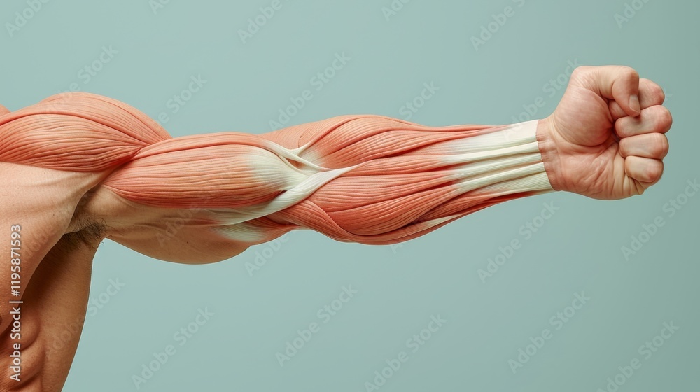 In depth cross section of a human arm illustrating muscle and vein ...