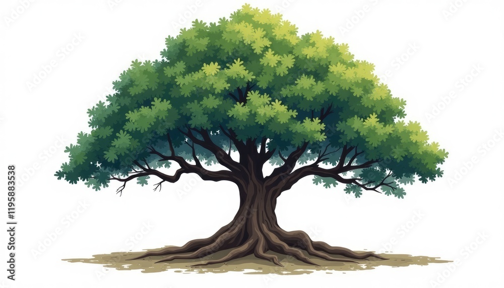 4K HD Wallpaper of A majestic oak tree with its roots sprawling over a ...