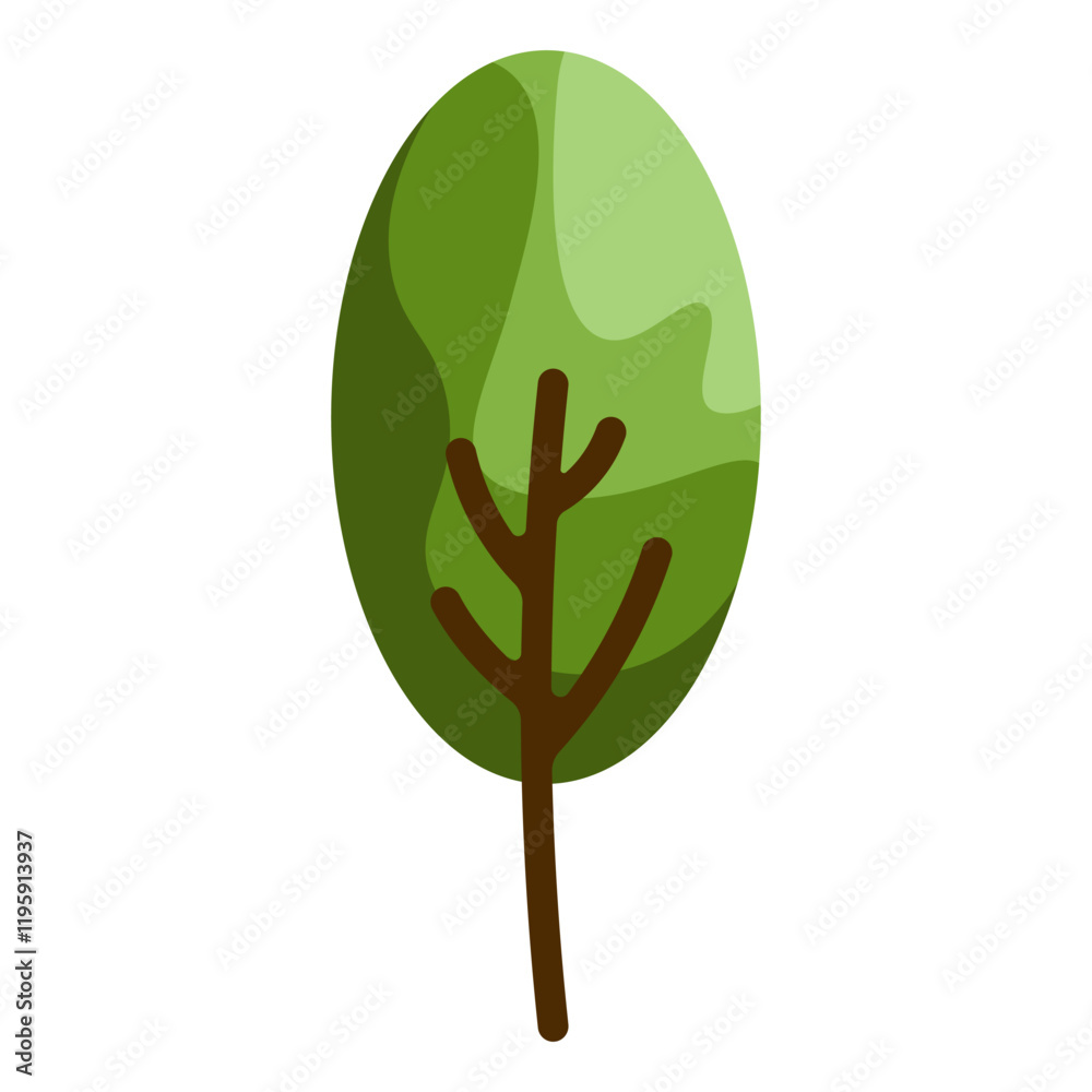 green tree isolated on white background, flat style, vector ...