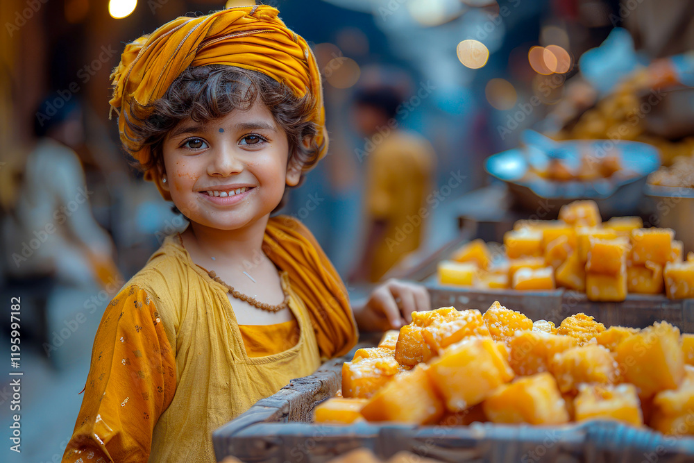 Amidst the fragrance of sandesh, an Indian boy eagerly samples the ...