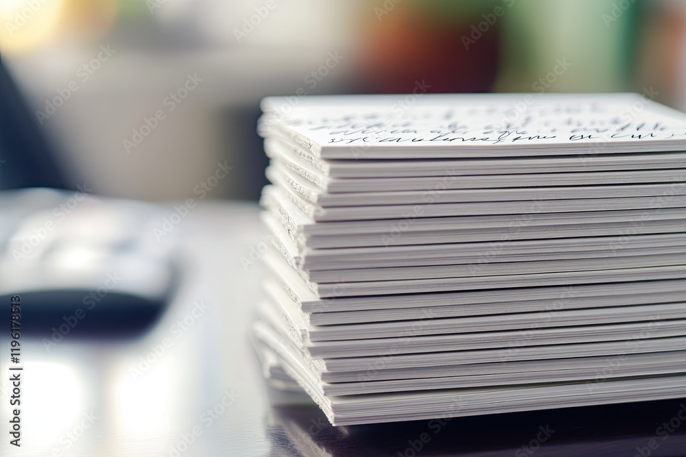 stack of index cards with handwritten notes placed neatly on desk ...