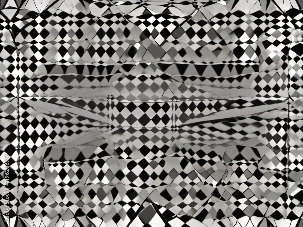 A distorted checkerboard pattern, where some squares shift into diamond ...