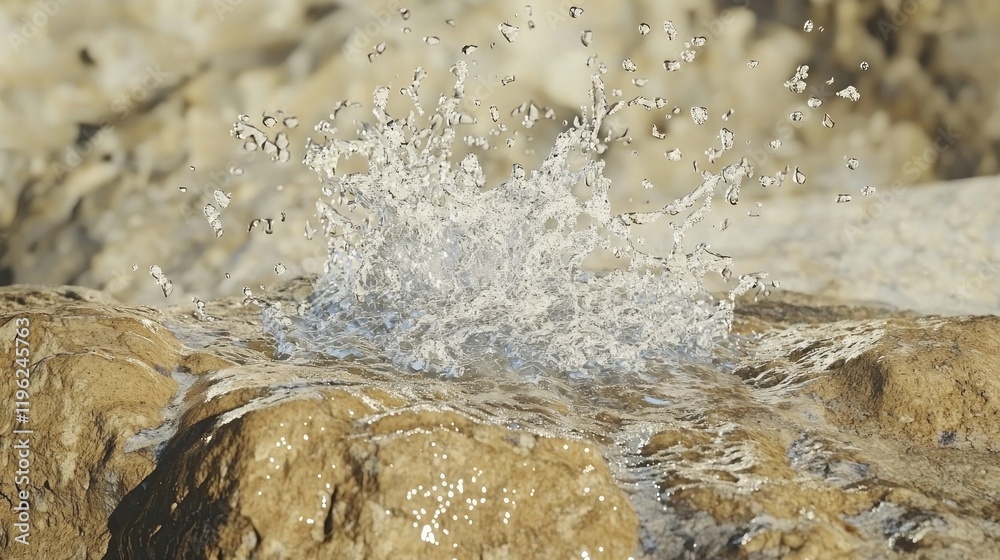 Water splashing rocks, desert backdrop, texture background Stock ...