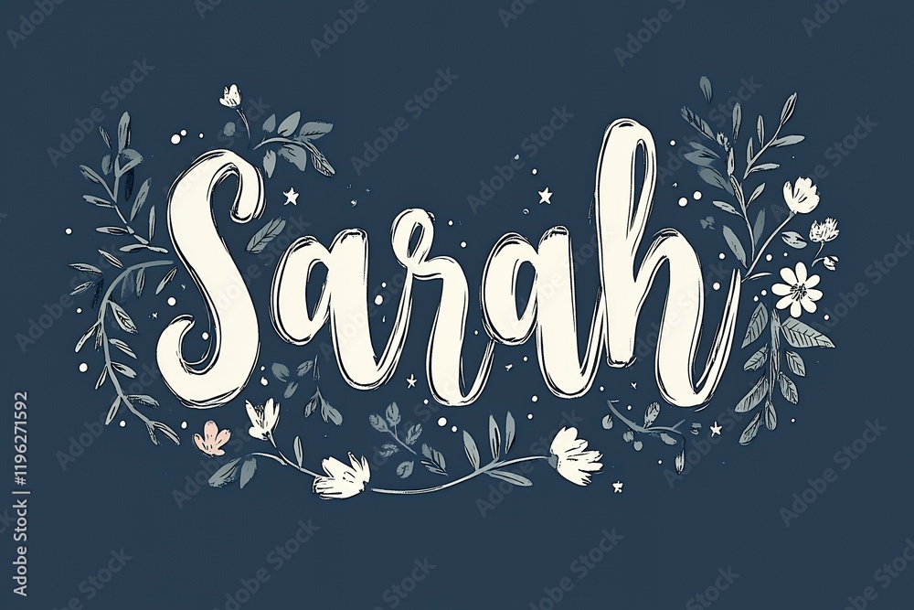 Elegant floral name art featuring the name Sarah. Hand-drawn design ...