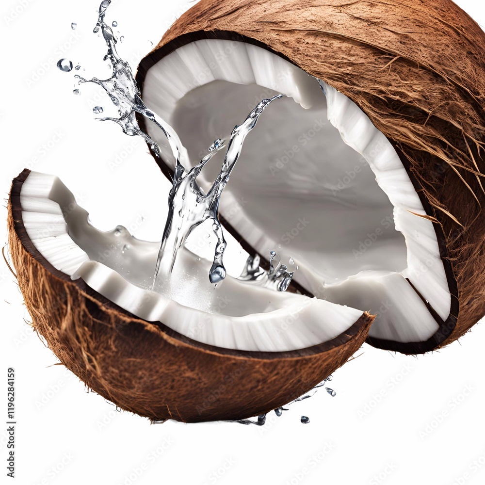 Coconut Water Splash: A refreshing image of a cracked coconut with ...