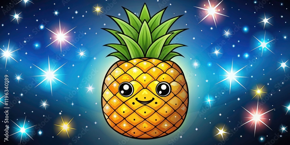 Printable, cute cartoon pineapple coloring page, perfect for nighttime ...