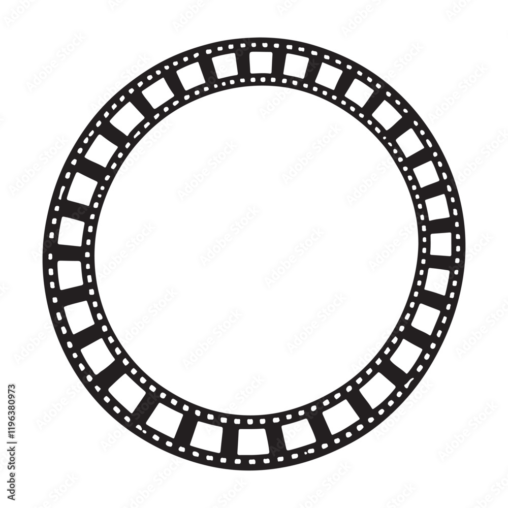 Classic Film Reel Frame Circular Silhouette Illustration Stock Vector ...