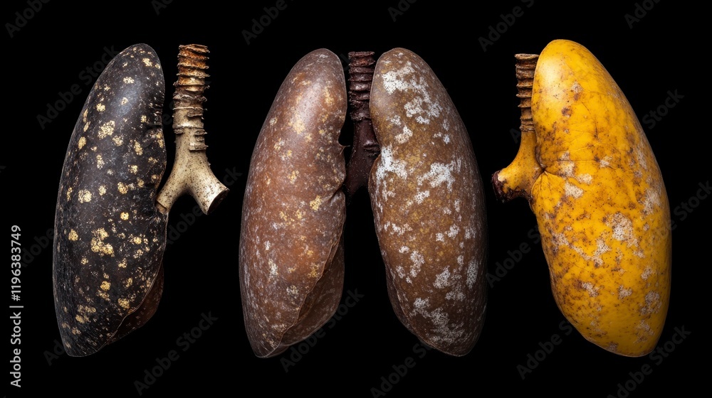 Diseased Lungs Stages of Emphysema Lung Disease Progression Medical ...