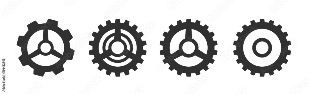 Cog wheel gear icon as settings ui ux interface element simple black ...