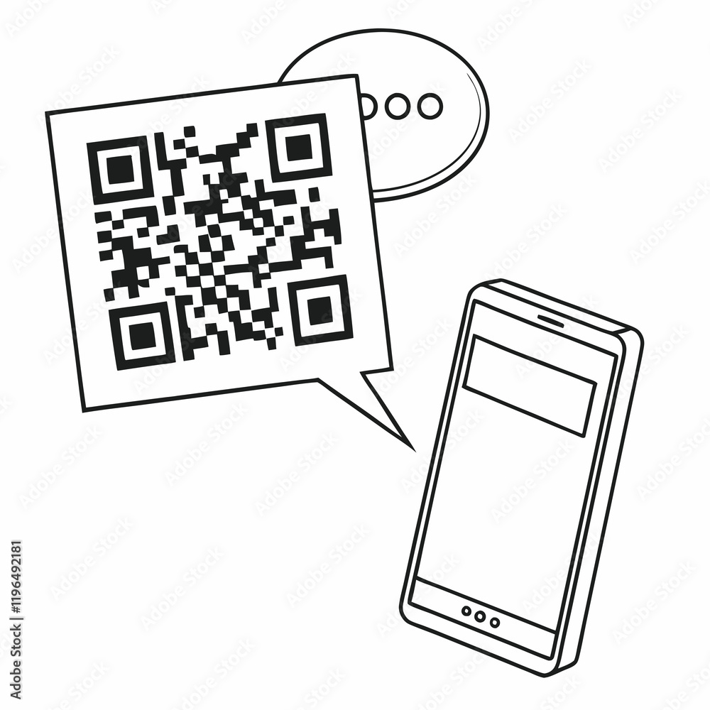 Clean digital rendering of a QR code in simple design Illustrator ...