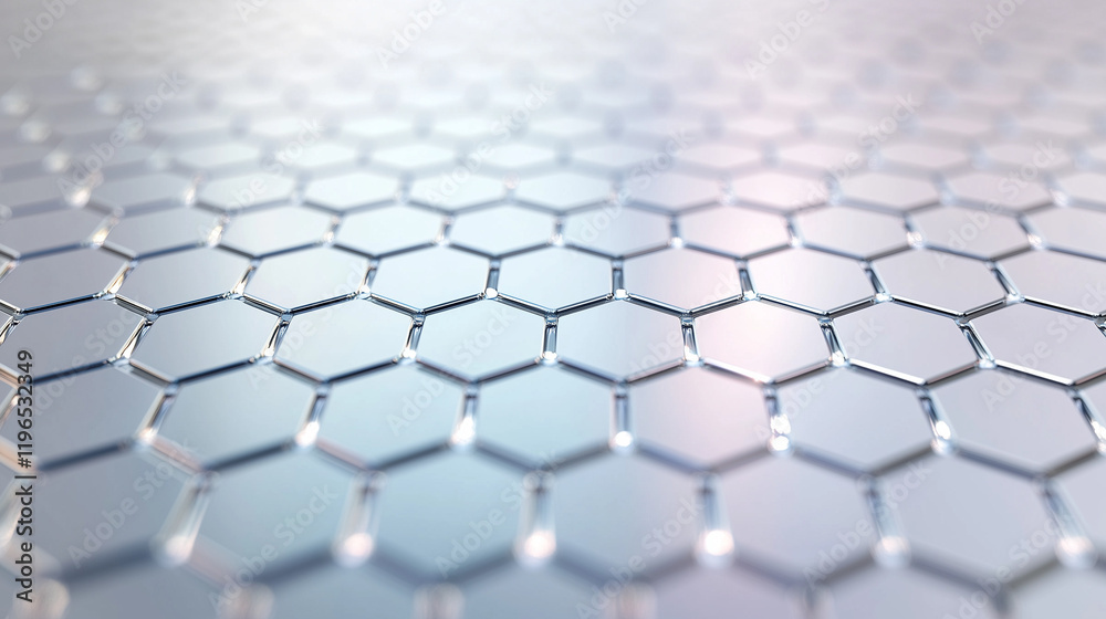 Hexagonal Grid: A close-up abstract image with a metallic sheen ...