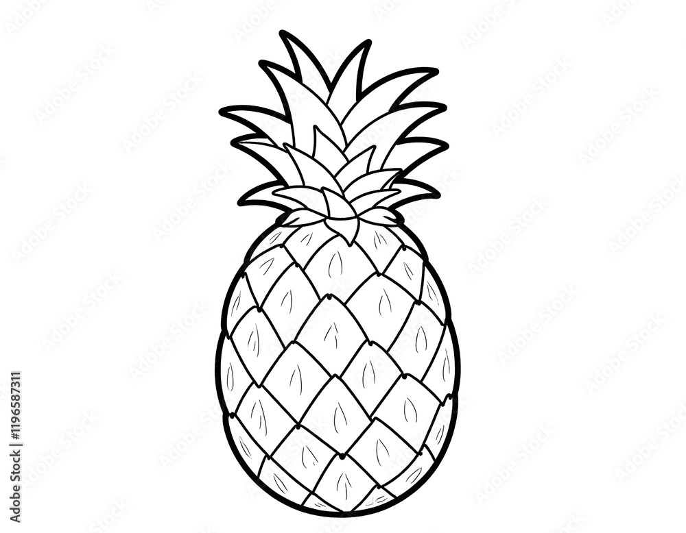 Printable Pineapple Coloring Page Outline Drawing Stock Photo | Adobe Stock