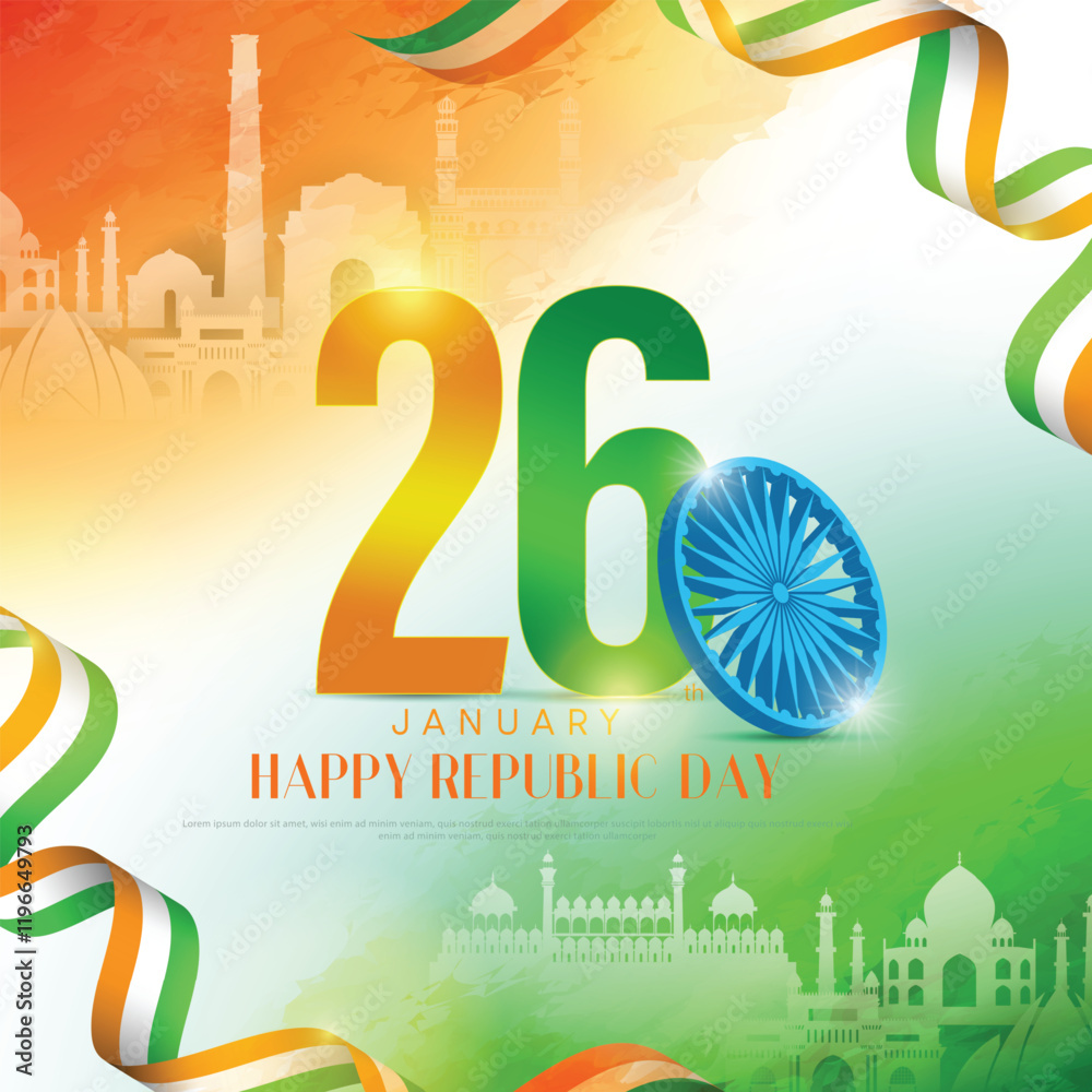 26 th January Indian Republic Day vector illustration background poster ...