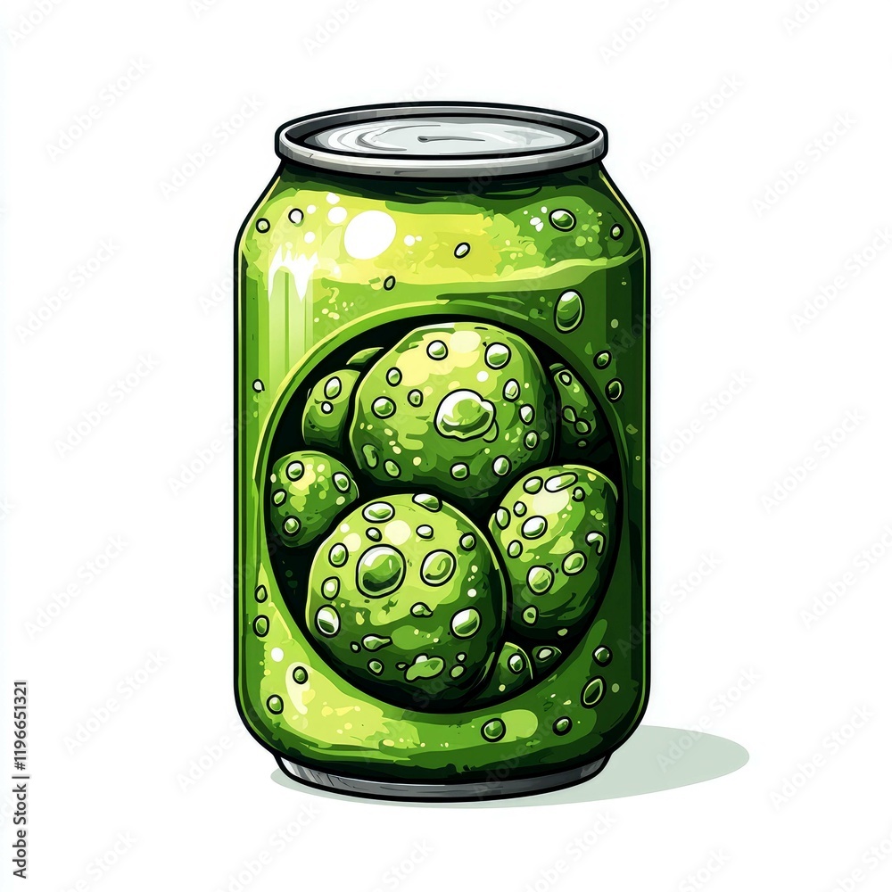 Refreshing Green Soda Can: A vibrant illustration of a canned beverage ...