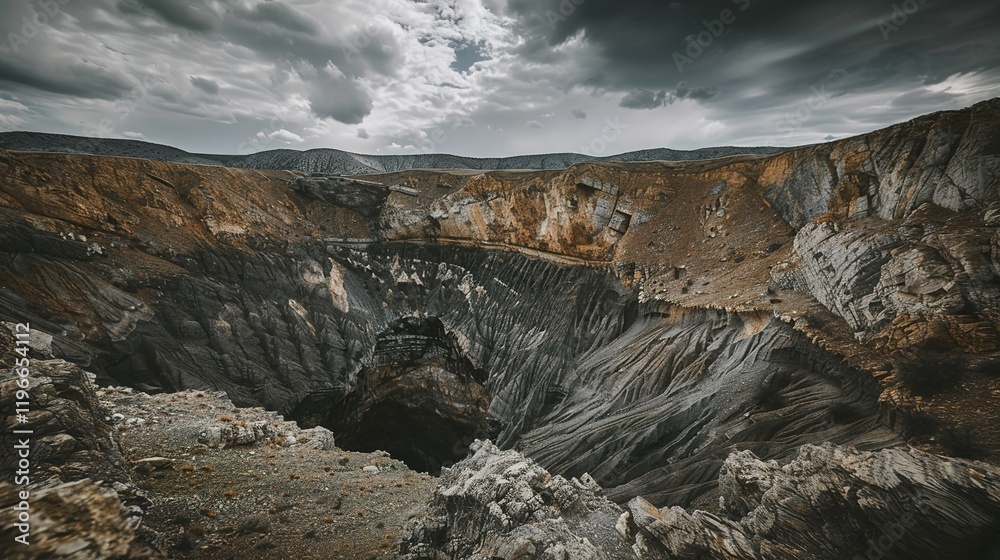 Iron filings forming circular patterns around a bar magnet on white ...